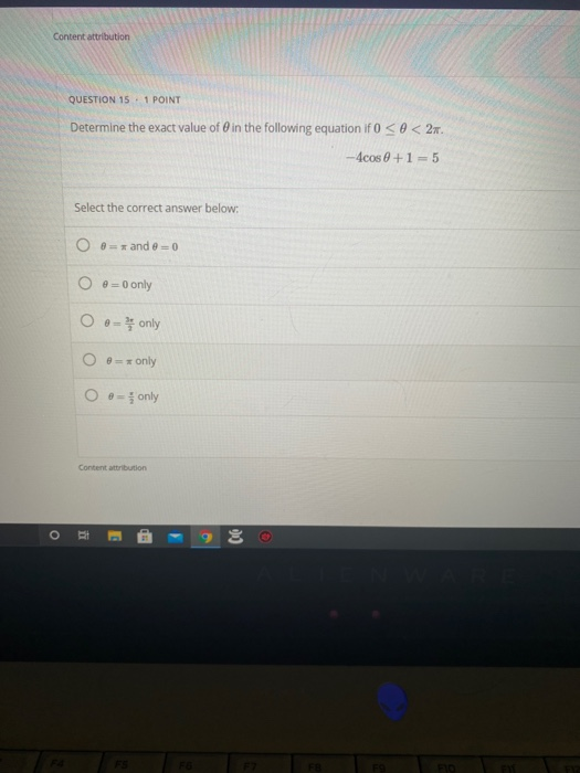 Solved content attribution QUESTION 14.1 POINT Given that | Chegg.com