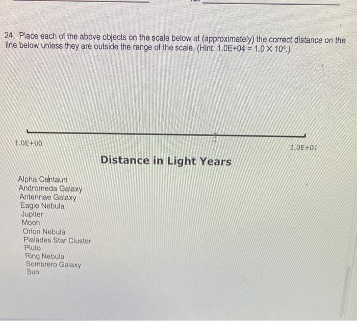 Solved 24. Place each of the above objects on the scale | Chegg.com