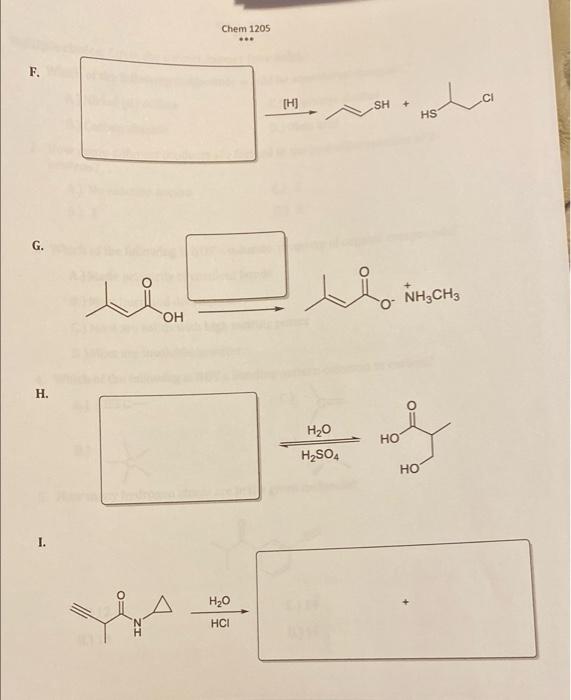 Solved Reactions 9) Complete the following reactions by | Chegg.com