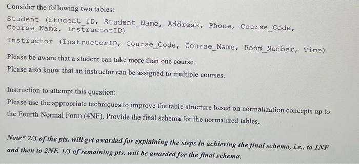 Solved Consider the following two tables: Student | Chegg.com