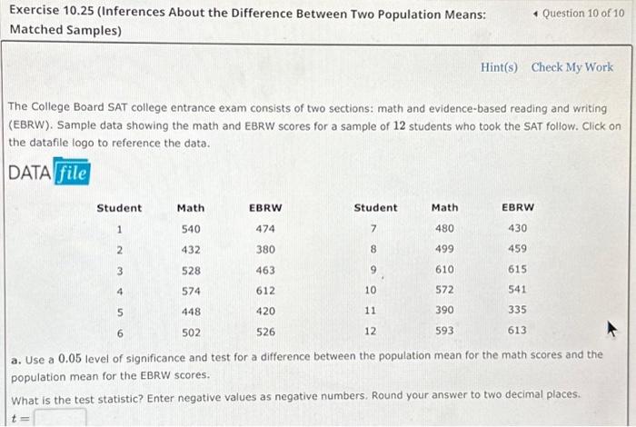 Solved Exercise 10.25 (Inferences About the Difference | Chegg.com