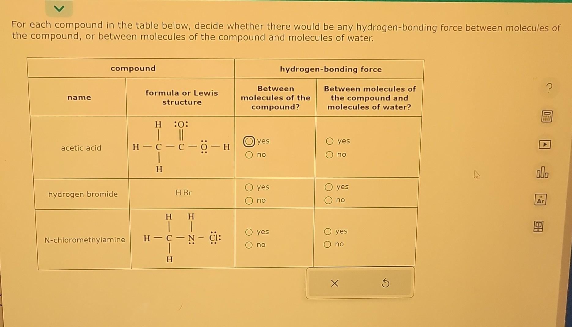 Solved For each compound in the table below, decide whether | Chegg.com