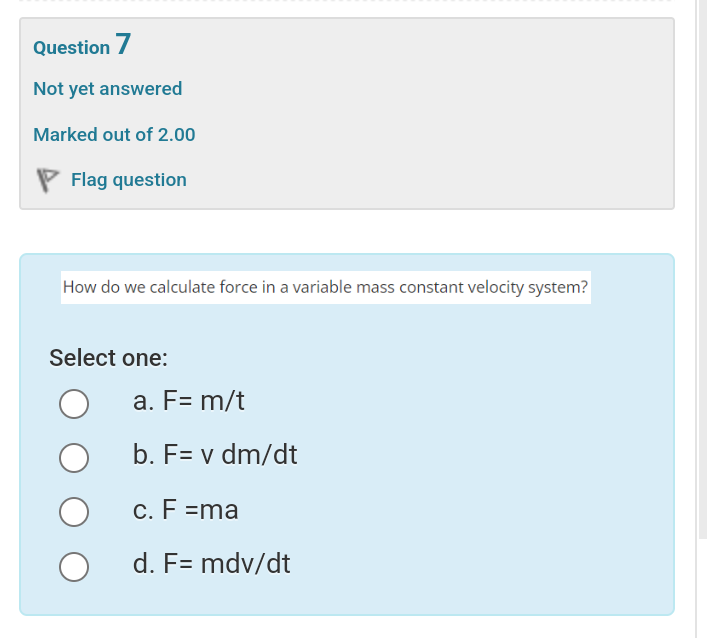 Solved Question 7Not yet answeredMarked out of 2.00Flag | Chegg.com