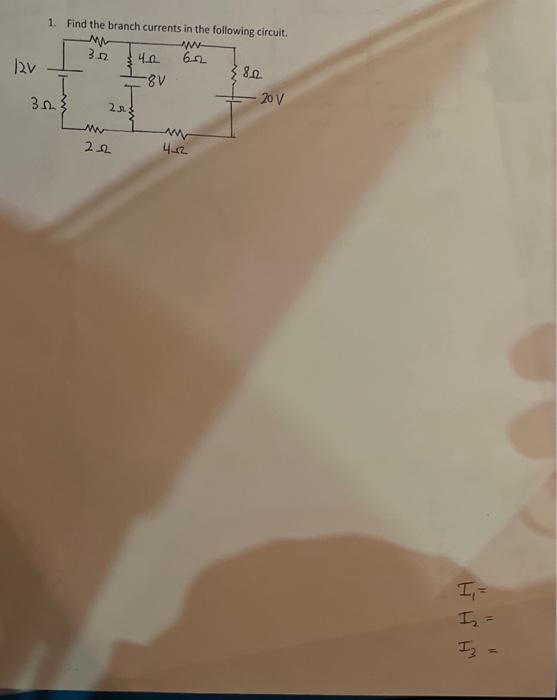 Solved 1. I1= I2= I3= | Chegg.com