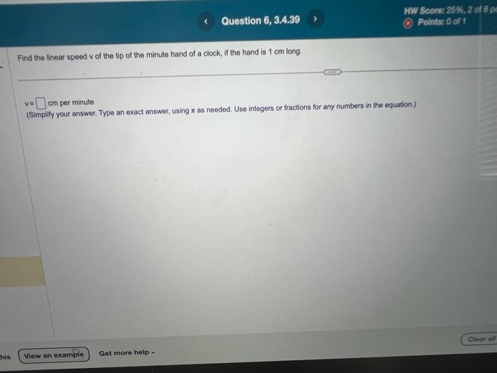 Solved Find the linear speed v of the tp of the minute hand | Chegg.com