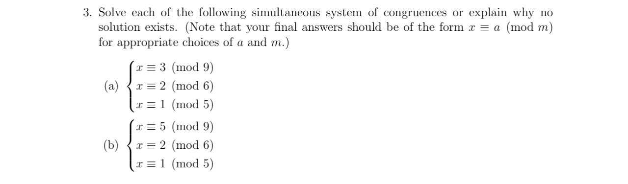 Solved Solve each of the following simultaneous system of | Chegg.com