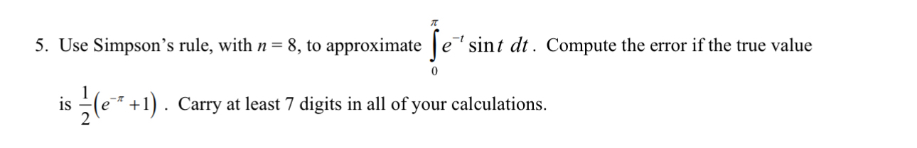 Solved Use Simpson's rule, with n=8, ﻿to approximate | Chegg.com