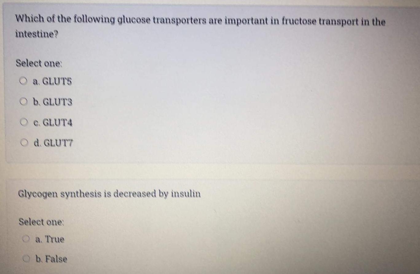 Solved Which of the following glucose transporters are | Chegg.com