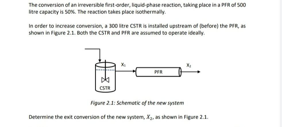 Solved The conversion of an irreversible first-order, | Chegg.com