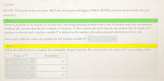 Solved (NOTE: This problem has two parts. BUT the second | Chegg.com