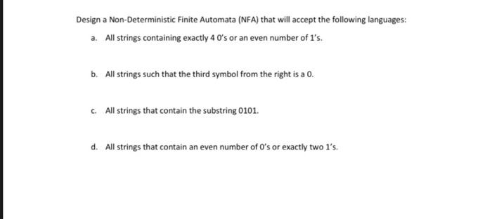 Solved Design a Non-Deterministic Finite Automata (NFA) that | Chegg.com