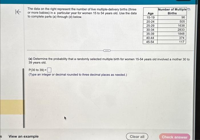 Solved The data on the right represent the number of live | Chegg.com