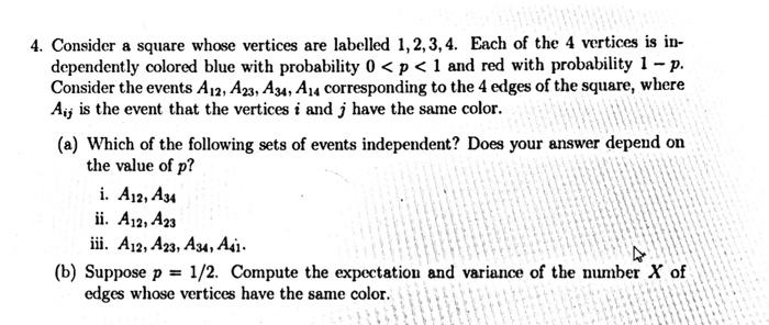 Solved 4. Consider a square whose vertices are labelled 1, | Chegg.com