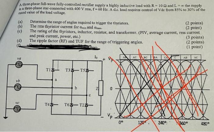 Solved A three-phase full-wave fully-controlled rectifier | Chegg.com