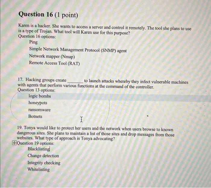 Solved Karen is a hacker. She wants to access a server and | Chegg.com