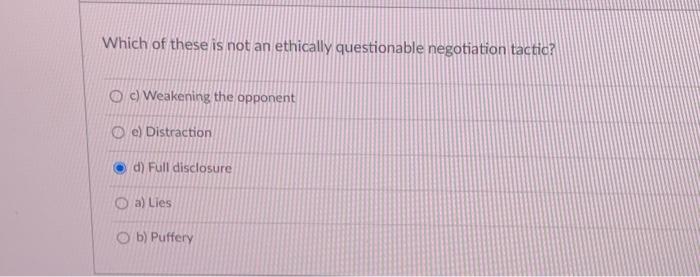 Solved Which of these is not an ethically questionable | Chegg.com