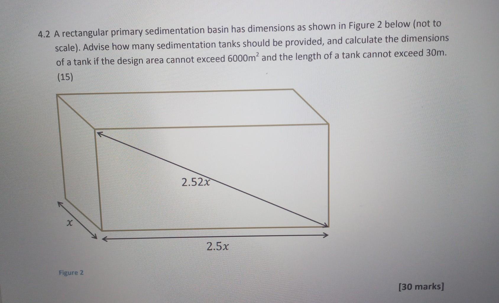 Solved 4.2 A rectangular primary sedimentation basin has | Chegg.com