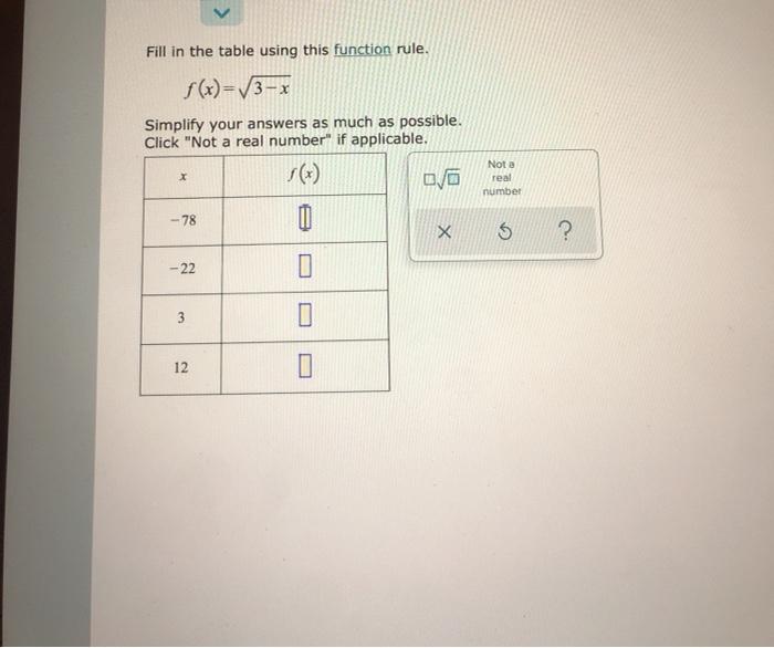 Solved Fill in the table using this function rule. f(x)=13-x | Chegg.com