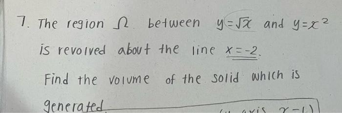 Solved 7. The region Ω between y=x and y=x2 is revolved | Chegg.com