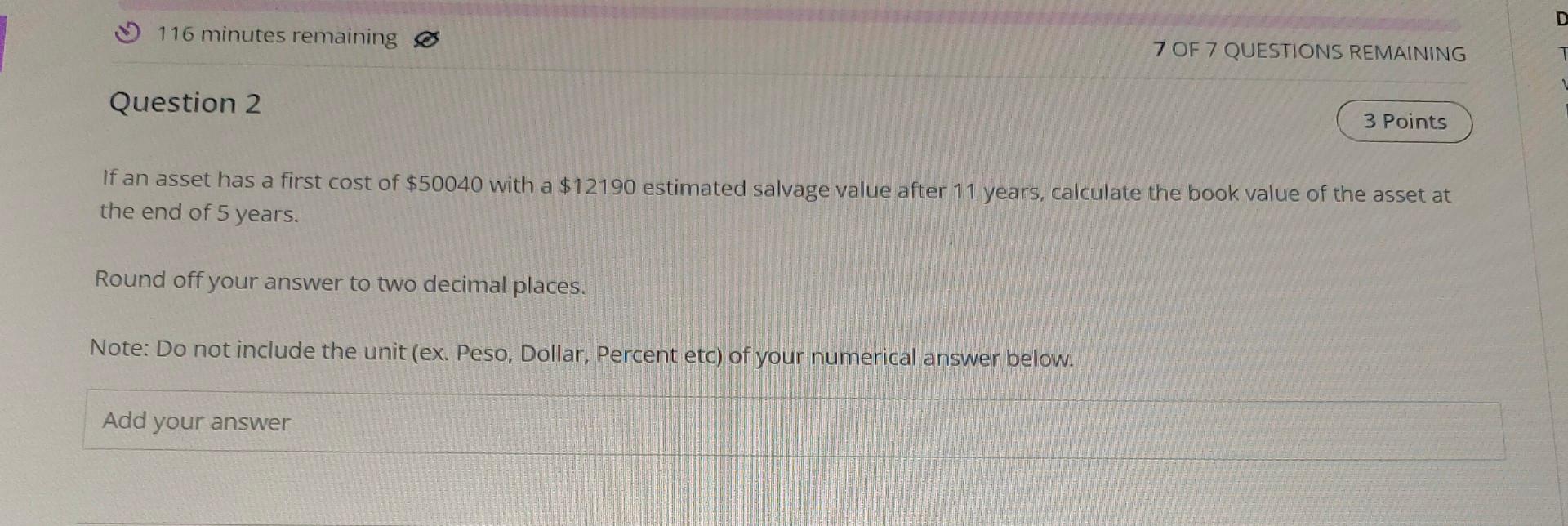 Solved 116 minutes remaining Ø 7 OF 7 QUESTIONS REMAINING | Chegg.com