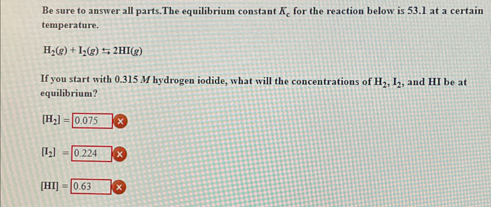 Solved Be sure to answer all parts. The equilibrium constant | Chegg.com