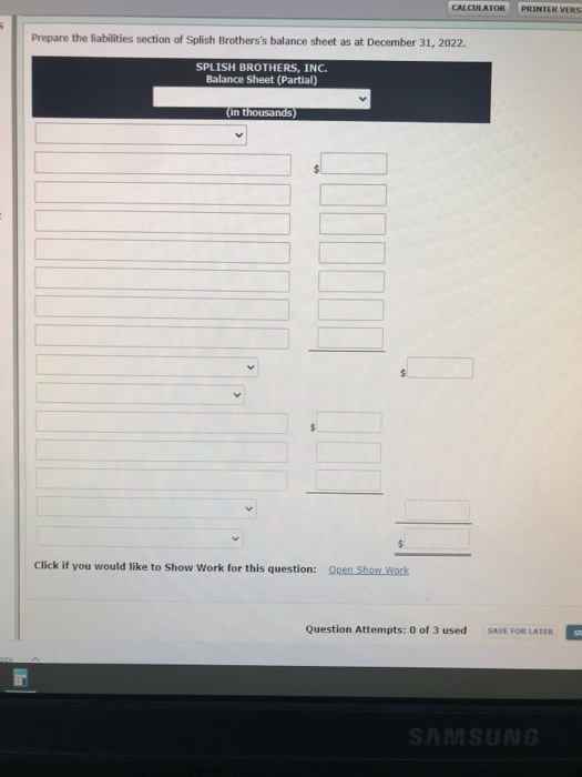 Solved Exercise 10-19 Splish Brothers, Inc. reports the | Chegg.com