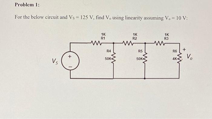 Solved Problem 1: For the below circuit and Vs = 125 V, find | Chegg.com