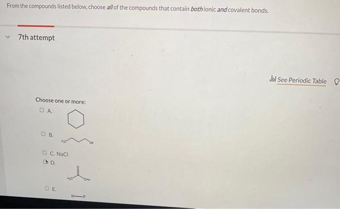 Solved from the compounds list of below choose all of the | Chegg.com