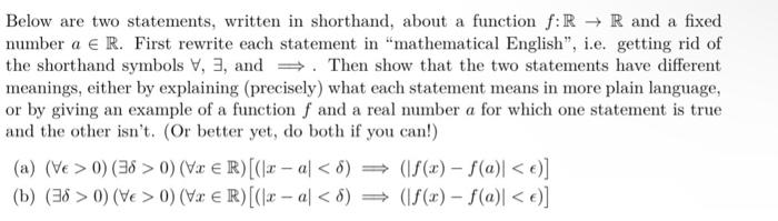 Solved Below are two statements, written in shorthand, about | Chegg.com