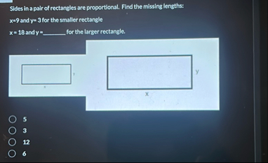 Solved Sides in a pair of rectangles are proportional. Find | Chegg.com