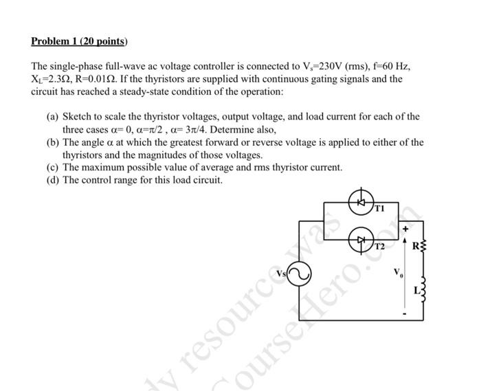 Solved The single-phase full-wave ac voltage controller is | Chegg.com