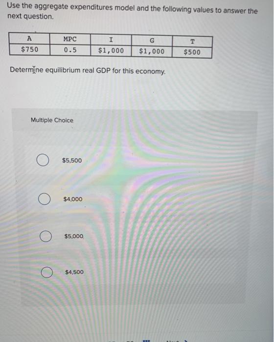 Solved Use the aggregate expenditures model and the | Chegg.com