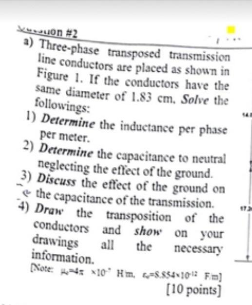 Solved Kreupn 42 a) Three-phase transposed transmission line | Chegg.com