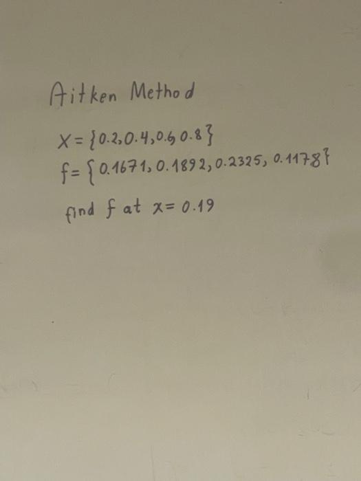 Solved Aitken Method | Chegg.com