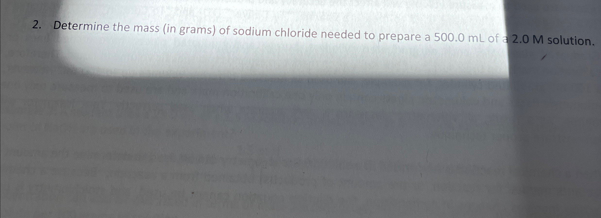 Solved Determine the mass (in grams) ﻿of sodium chloride | Chegg.com