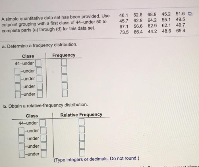 Solved A simple quantitative data set has been provided. Use | Chegg.com