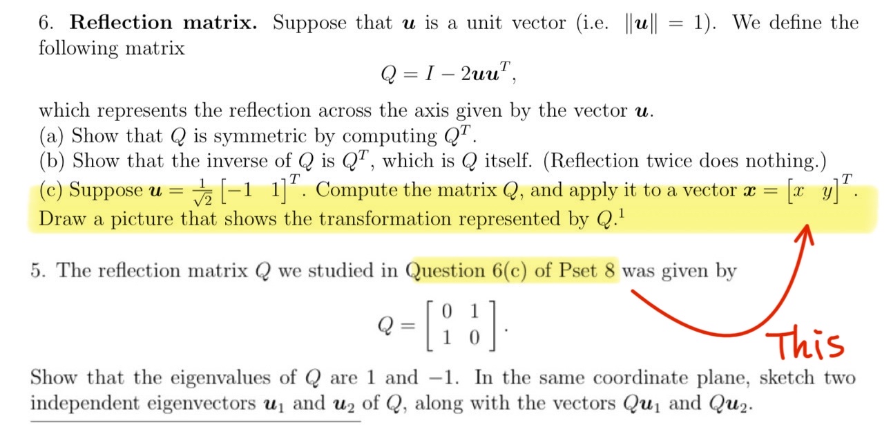 Solved The reflection matrix QQ=[0110].Show that the | Chegg.com