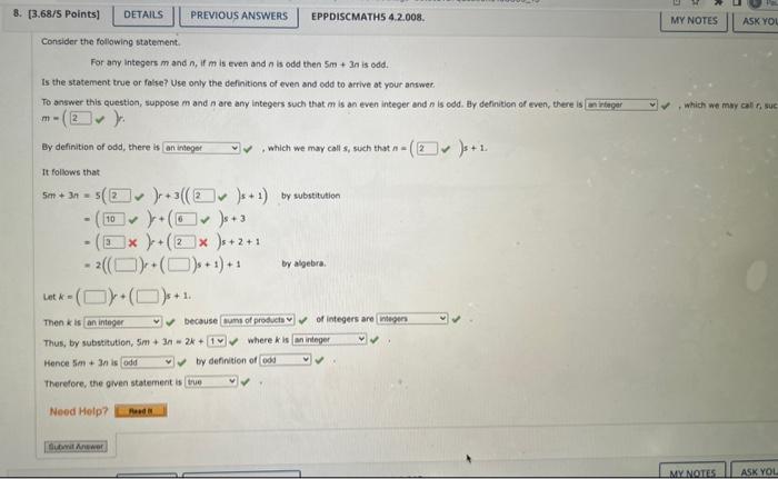 Solved Consider the following statement. For amy integers m | Chegg.com