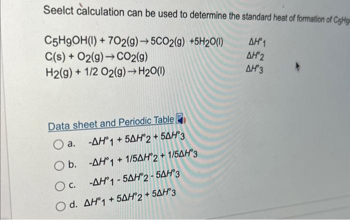Solved Seelct calculation can be used to determine the | Chegg.com