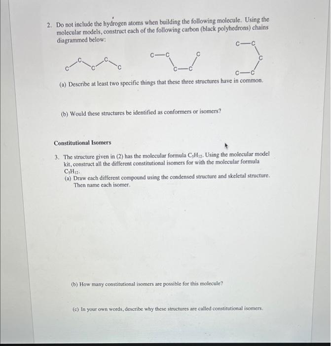 Solved CONSTITUTIONAL AND GEOMETRIC ISOMERS WORKSHEET Name | Chegg.com
