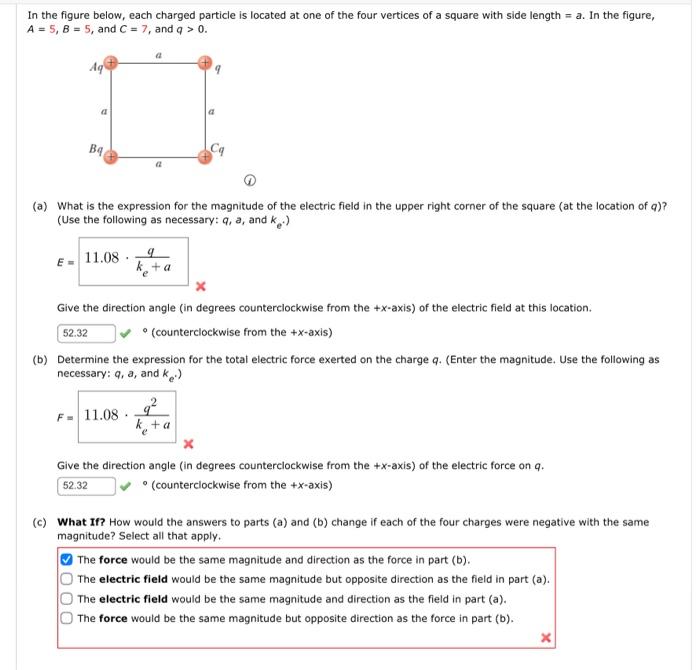 Solved In the figure below, each charged particle is located | Chegg.com