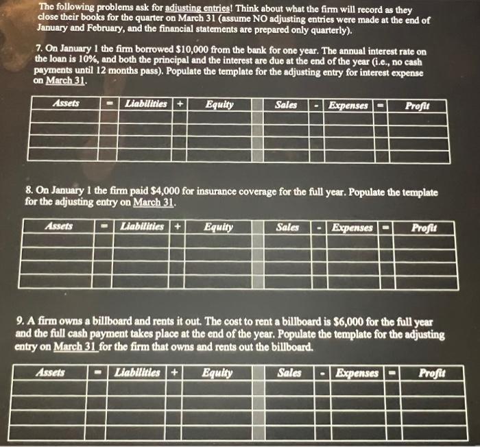 Solved The following problems ask for adjusting entries! | Chegg.com