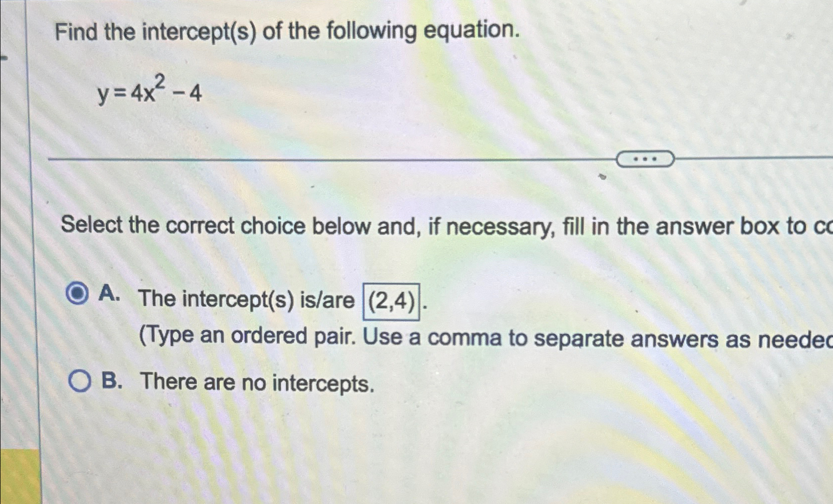 Solved Find the intercept(s) ﻿of the following | Chegg.com