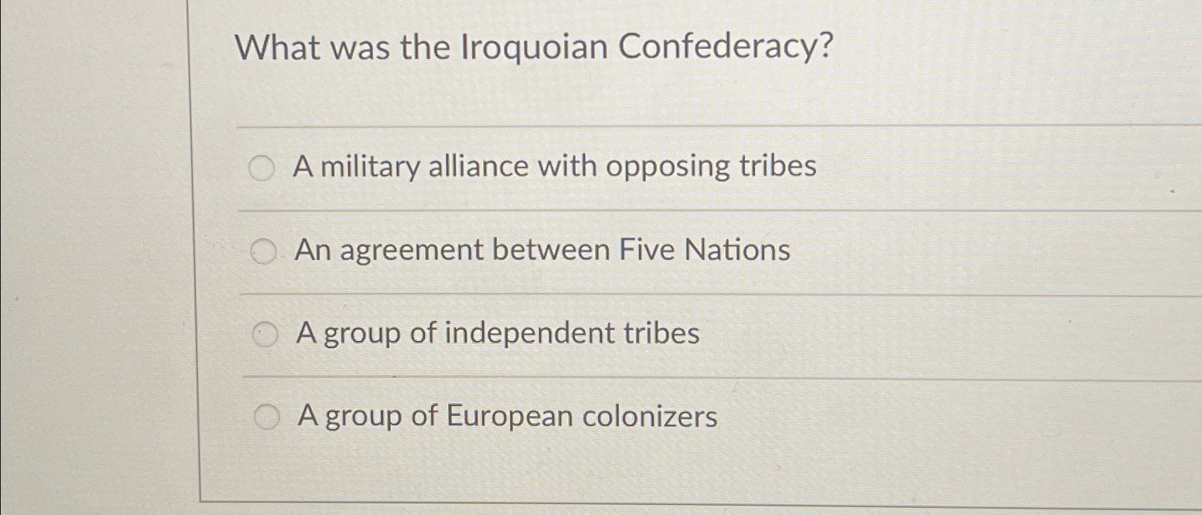 Solved What was the Iroquoian Confederacy?A military | Chegg.com