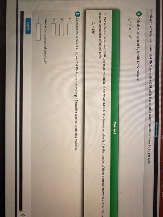 Solved References A "relaxed", circular, double-stranded DNA | Chegg.com