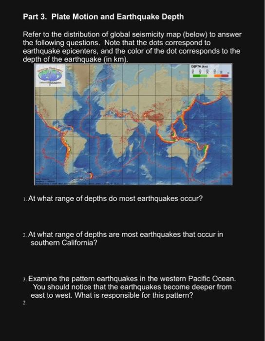 Solved Part 3. Plate Motion and Earthquake Depth Refer to | Chegg.com