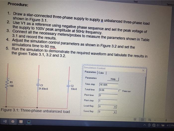 Solved Text Procedure: 1. Draw a star-connected three-phase | Chegg.com