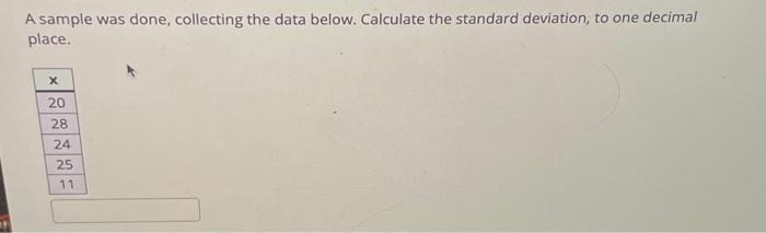 Solved A sample was done, collecting the data below. | Chegg.com