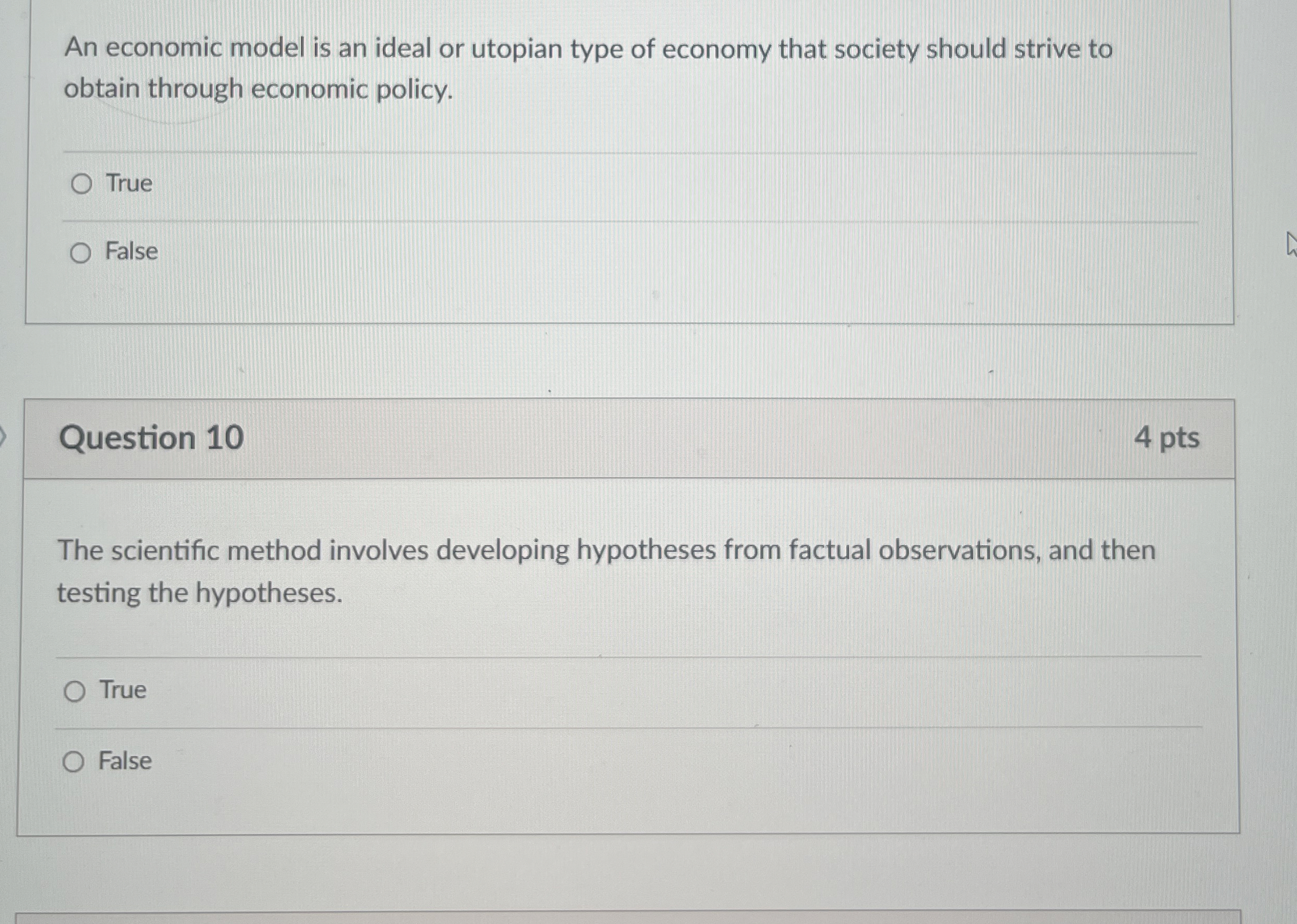 Solved An economic model is an ideal or utopian type of | Chegg.com
