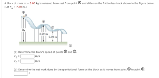 Solved A block of mass m=3.00kg ﻿is released from rest from | Chegg.com
